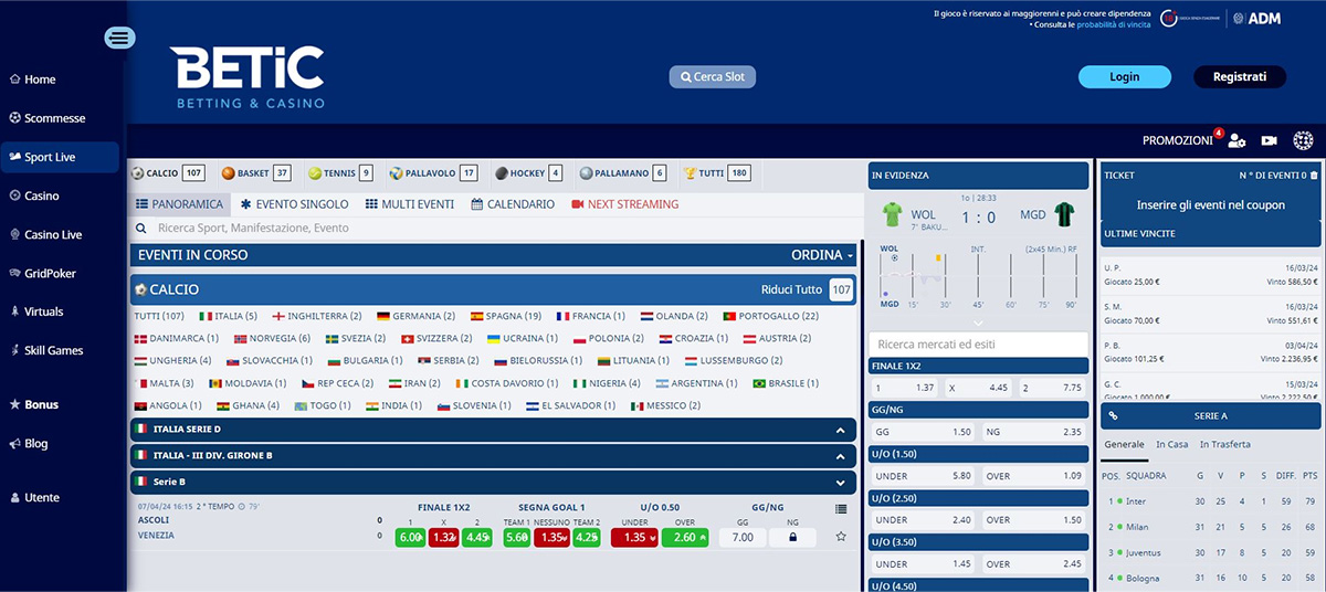 Betic - recensione 2024: guida completa al sito scommesse