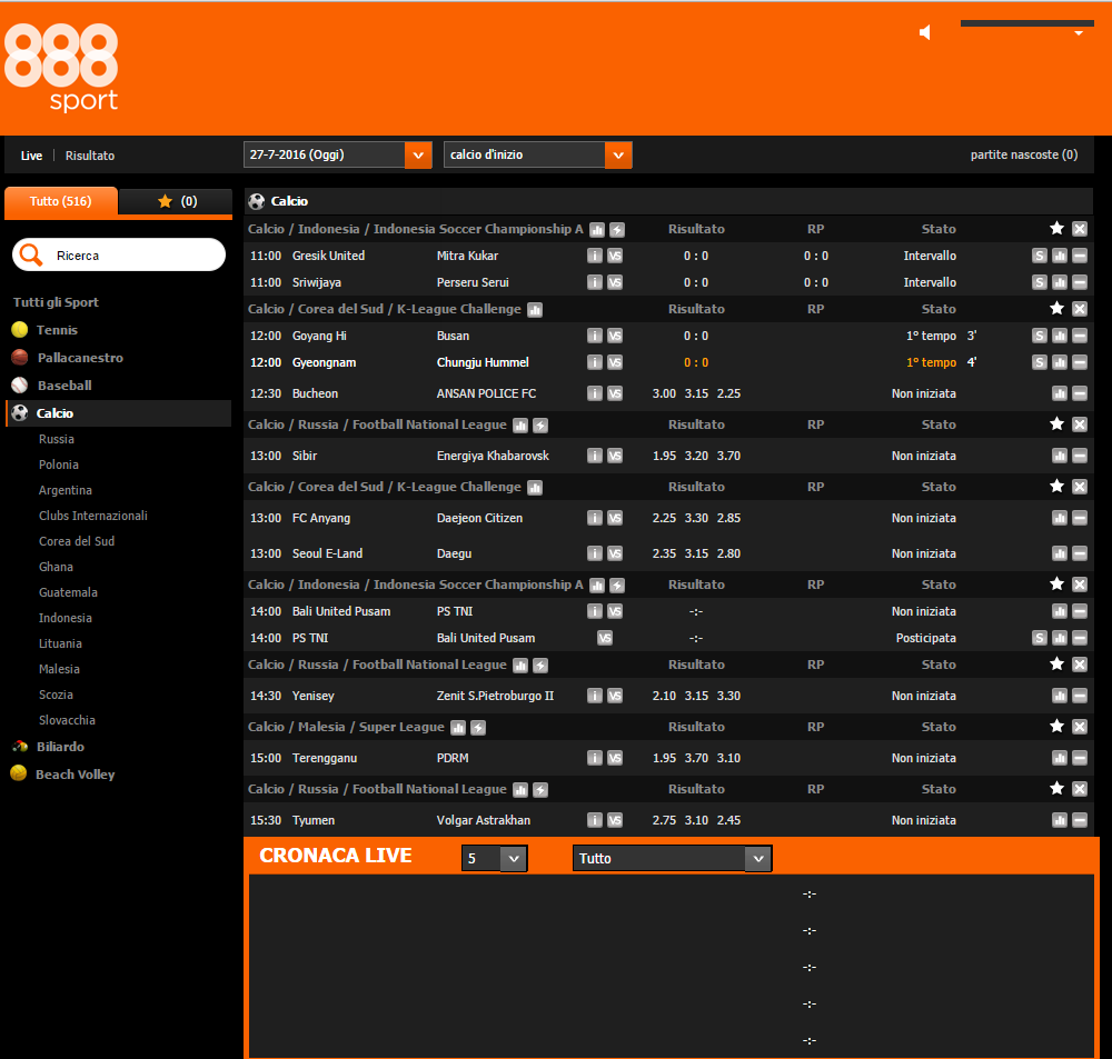 888sport – scommesse live, livescore e statistiche sui match a 360°